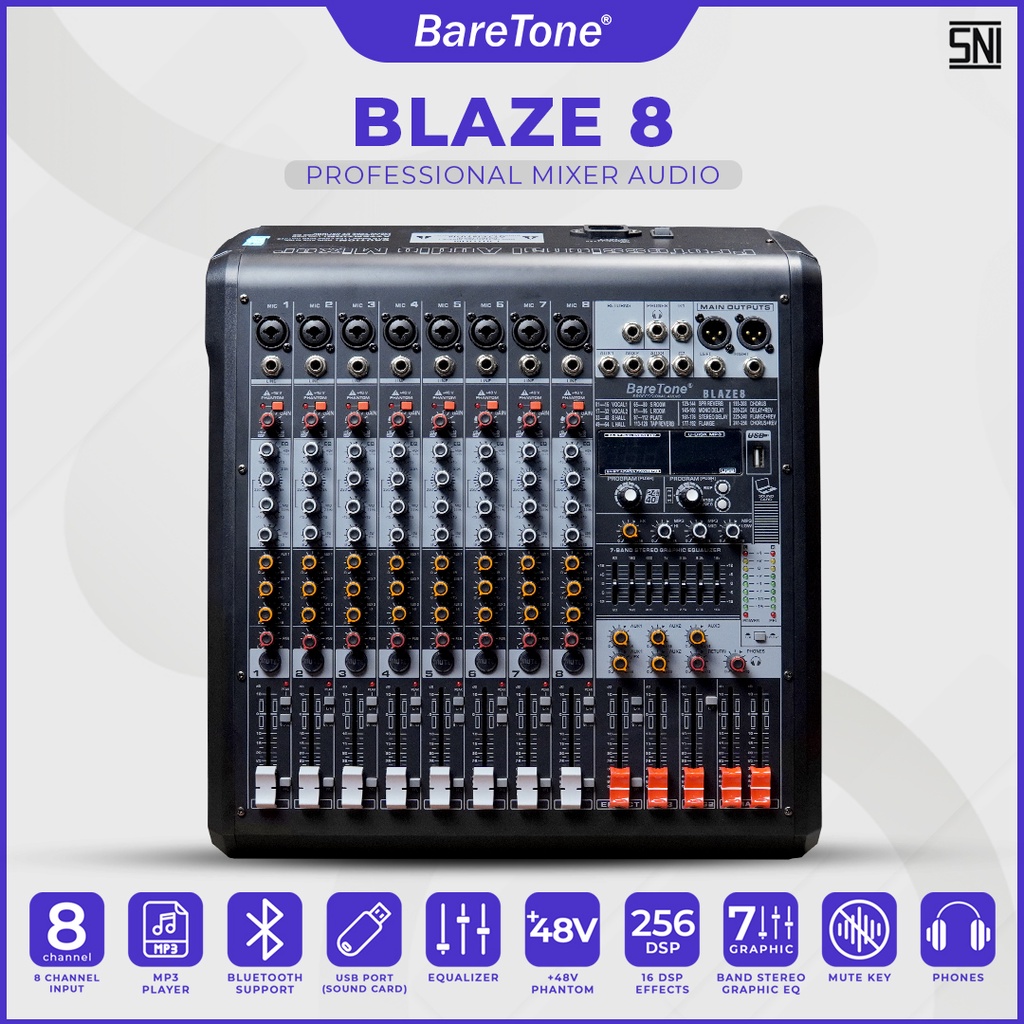 Jual Mixer Audio BareTone BLAZE 8 - Professional MIxer 8 channel ...
