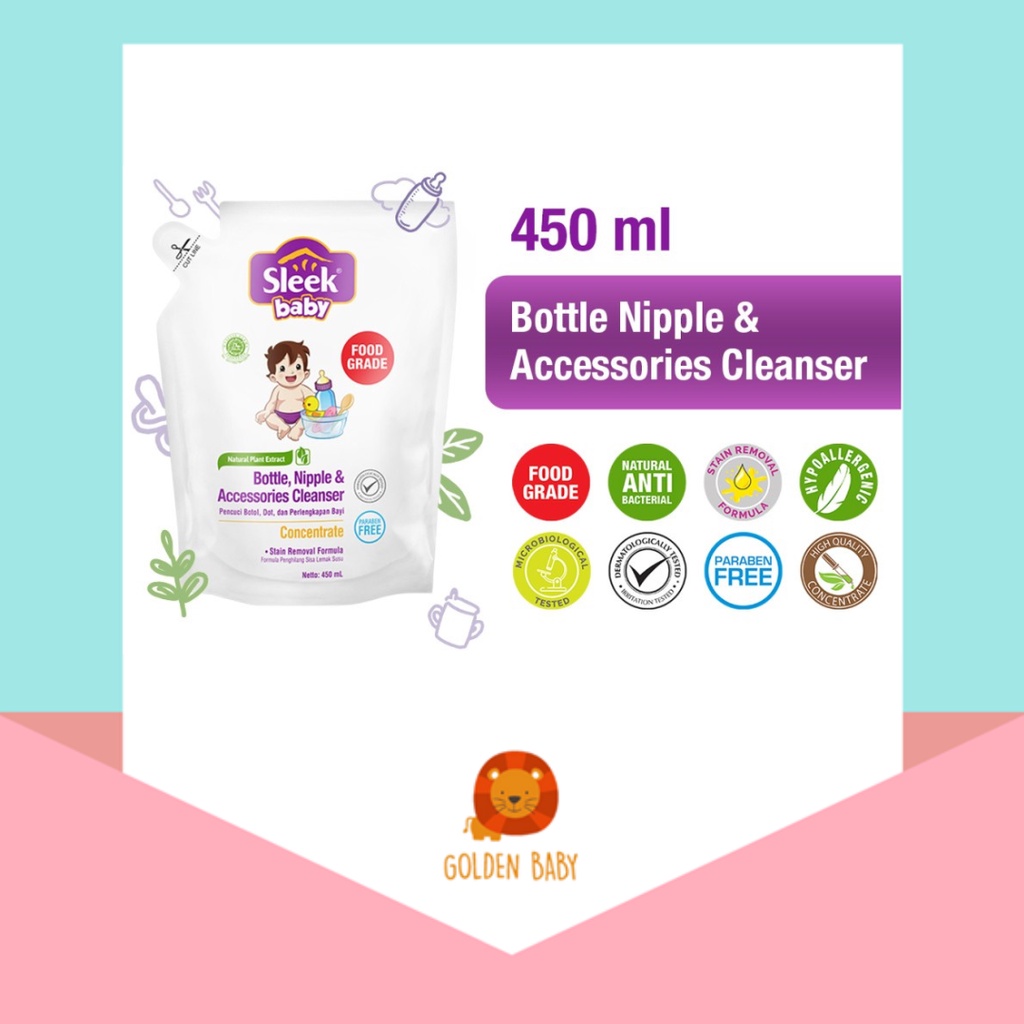 Jual Sleek Baby Bottle Nipple & Accessories Cleanser 450ML | Sabun Cuci ...