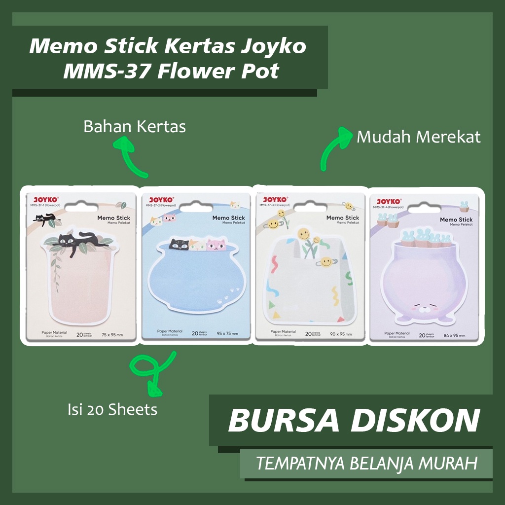 Jual Memo Stick Joyko MMS-37 Flower Pot Sticky Notes Bunga Note Kertas ...