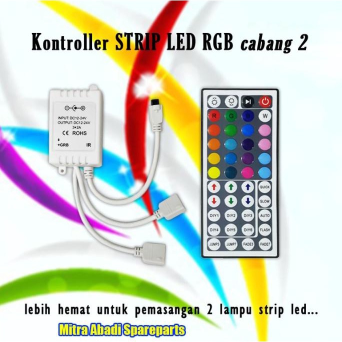 Jual KT Remote Controller LED Strip RGB 2 in 1 + RGB Control Box Cabang 2 KT | Shopee Indonesia