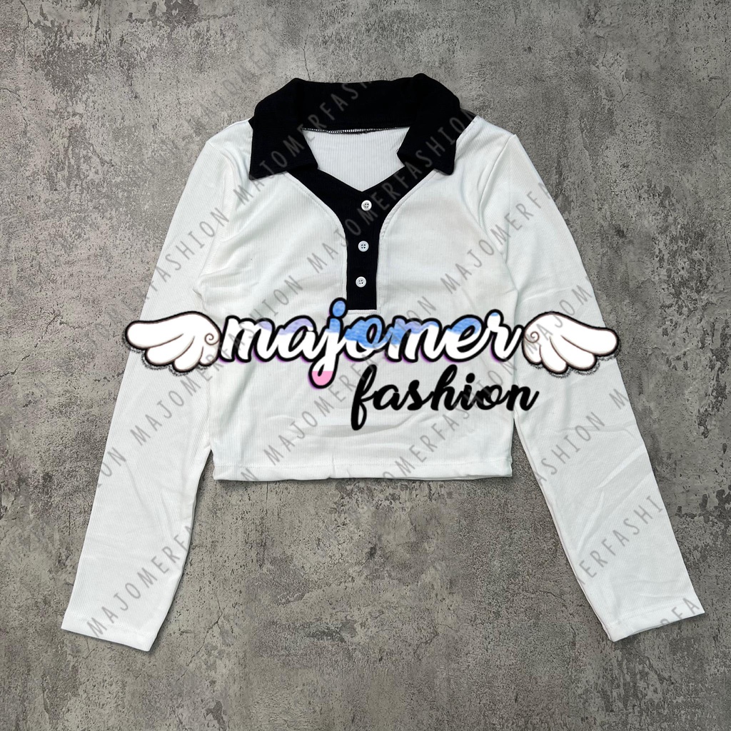 Jual MAJOMER | SOMISO CROP TOP - KAOS KERAH RIB LENGAN PANJANG | Shopee ...