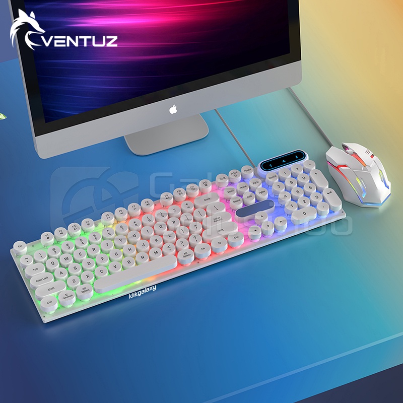 Jual VENTUZ STRIKE X1 RGB Rainbow Gaming Keyboard Mouse - White ...