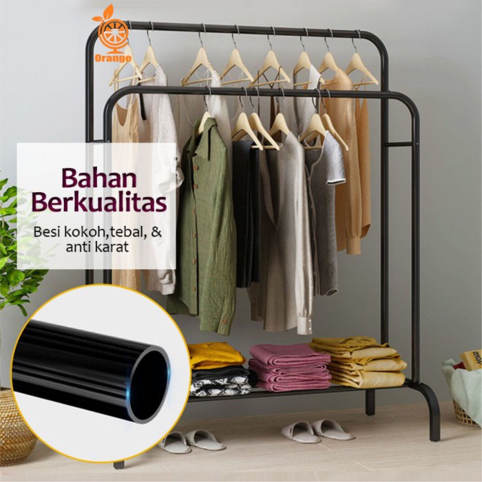 Jual Stand Hanger Besi Double Butik Rak Gantungan Baju Besi Pakaian 2 ...