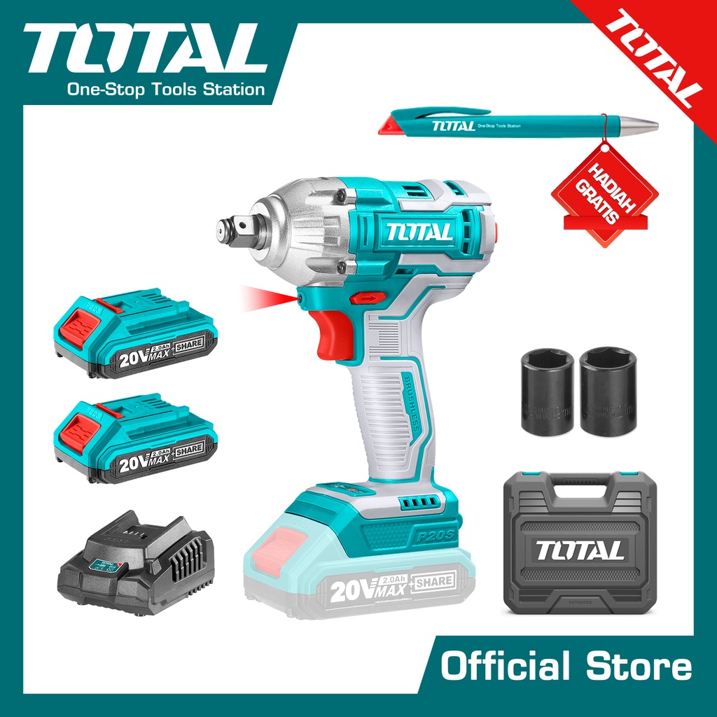 Jual Mesin Cordless Impact Wrench 1/2" 300NM TOTAL TIWLI2038 BRUSHLESS ...