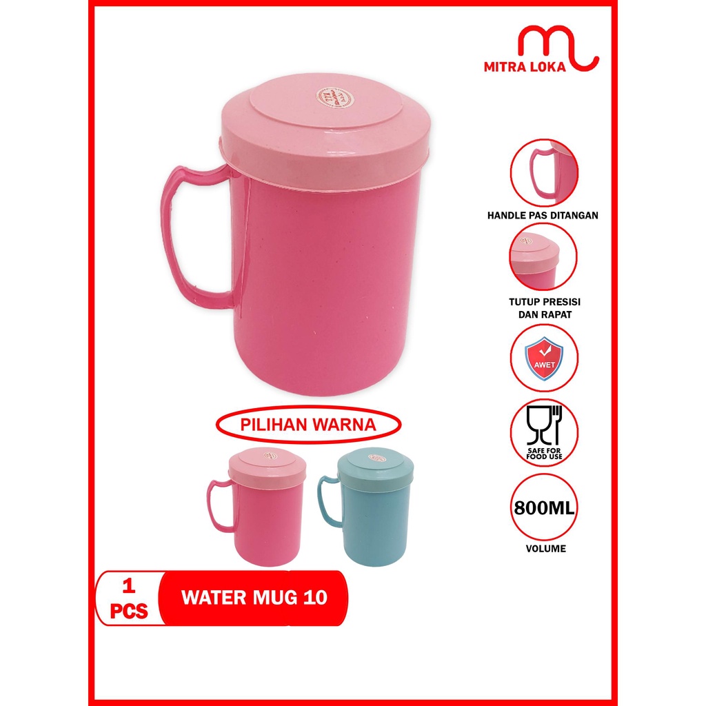 Jual Mitra Loka Mug Besar Jumbo Tutup 800mL TTM Gelas Plastik Besar ...