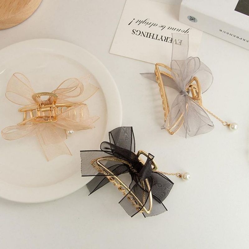 Jual Ribbon Gold Chain Korean Hair Claw | Jedai pita emas, jepit besi ...