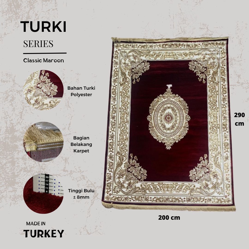 Jual Karpet Turki Import Permadani Asli Turki 290x200 Classic Maroon ...