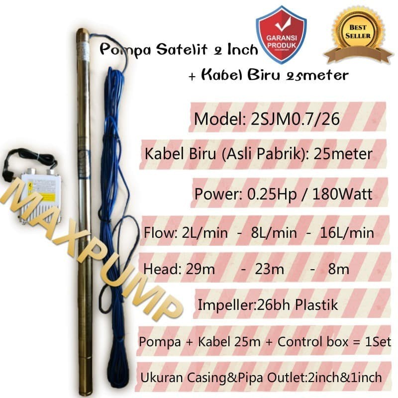 Jual Pompa Satelit 2inch PROMO Submersible Pump stainless + Kabel Biru ...