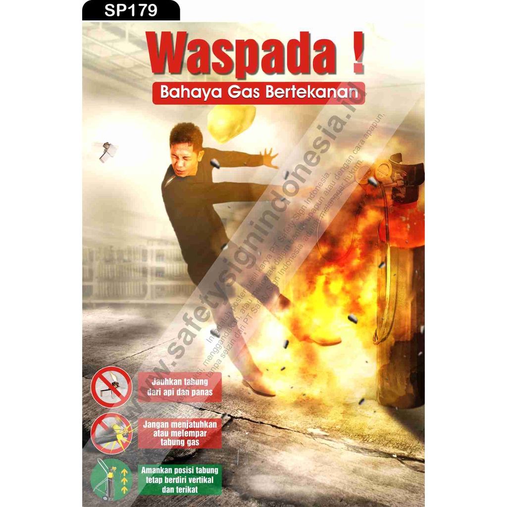 Jual SP179 Poster K3 Safety A2 - Waspada, Bahaya Gas Bertekanan ...