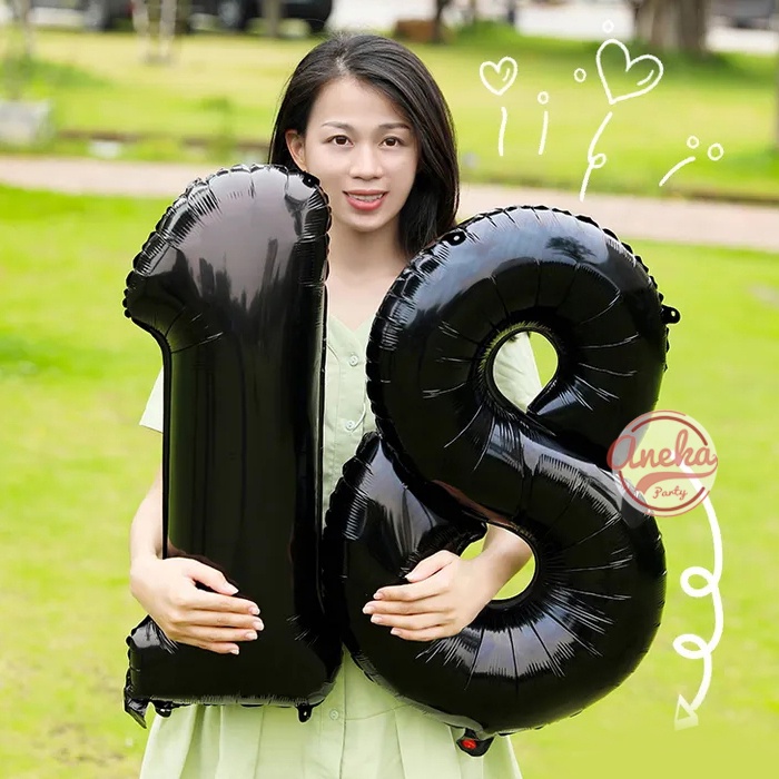Jual Balon Angka Jumbo HITAM 80 Cm / Balon Foil Angka Besar / balon ...
