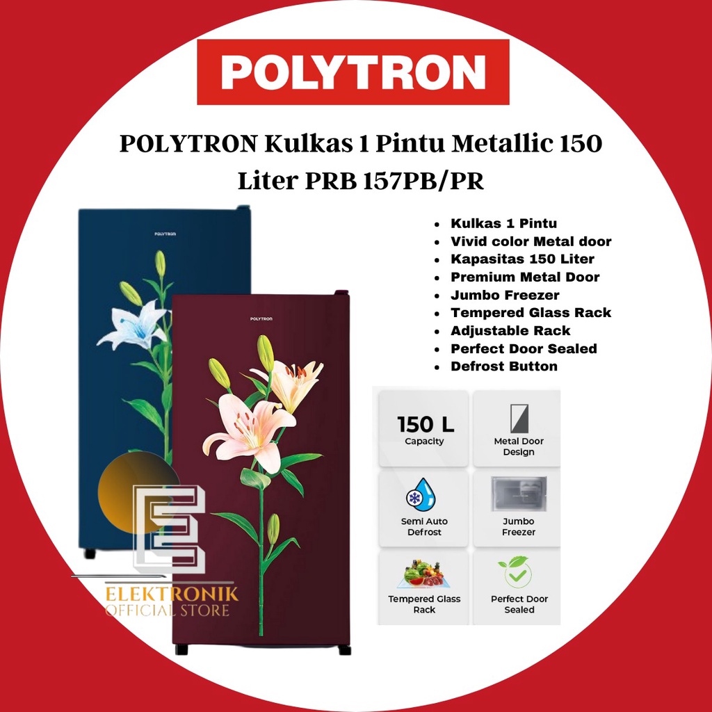 Jual POLYTRON KULKAS 1 PINTU PRB 157 PR / PB METALIC 150Liter | Shopee ...