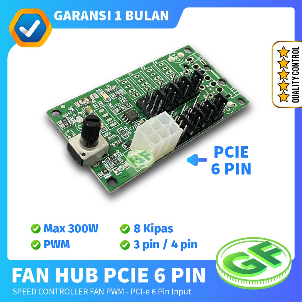 Jual 8 Port Fan Hub & Fan Speed Regulator PWM 4PIN | ⚡ 6pin PCIe Power ...