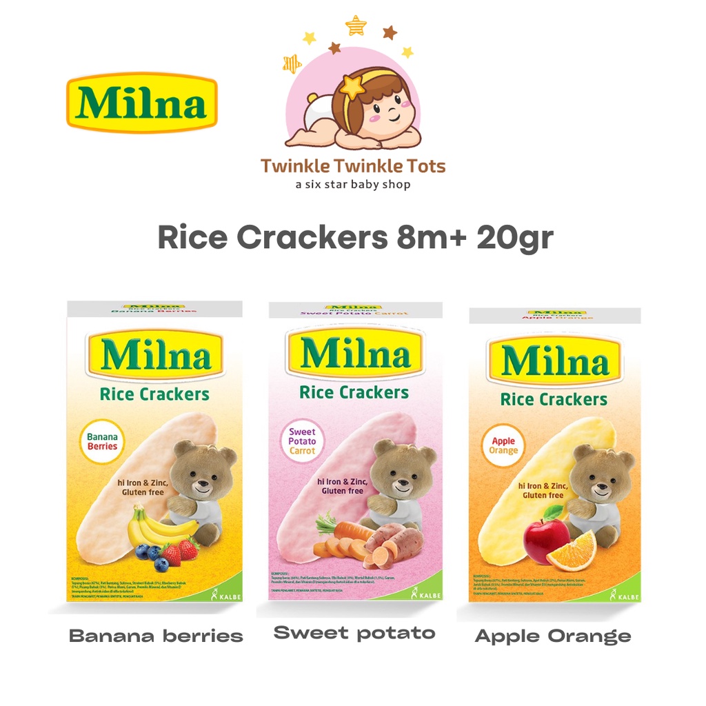 Jual Milna Rice Crackers 20gr - Snack Sehat Bayi | Shopee Indonesia