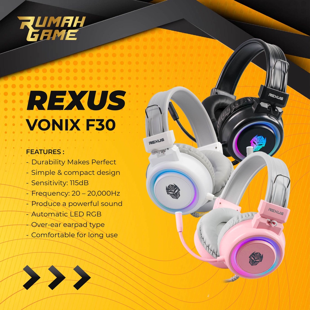 Jual Rexus Headset Gaming Vonix F30 - Hitam Putih | Shopee Indonesia
