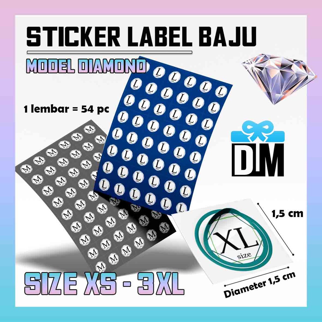 Jual Sticker Ukuran Baju Diamond All Size Celana Jaket CD BH Kolor Kaos ...