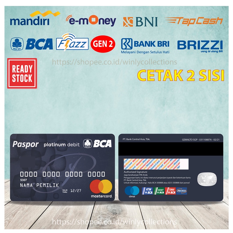 Jual EMONEY CREDIT CARD DESIGN PLATINUM PASPOR MANDIRI FLAZZ BCA GEN 2 ...