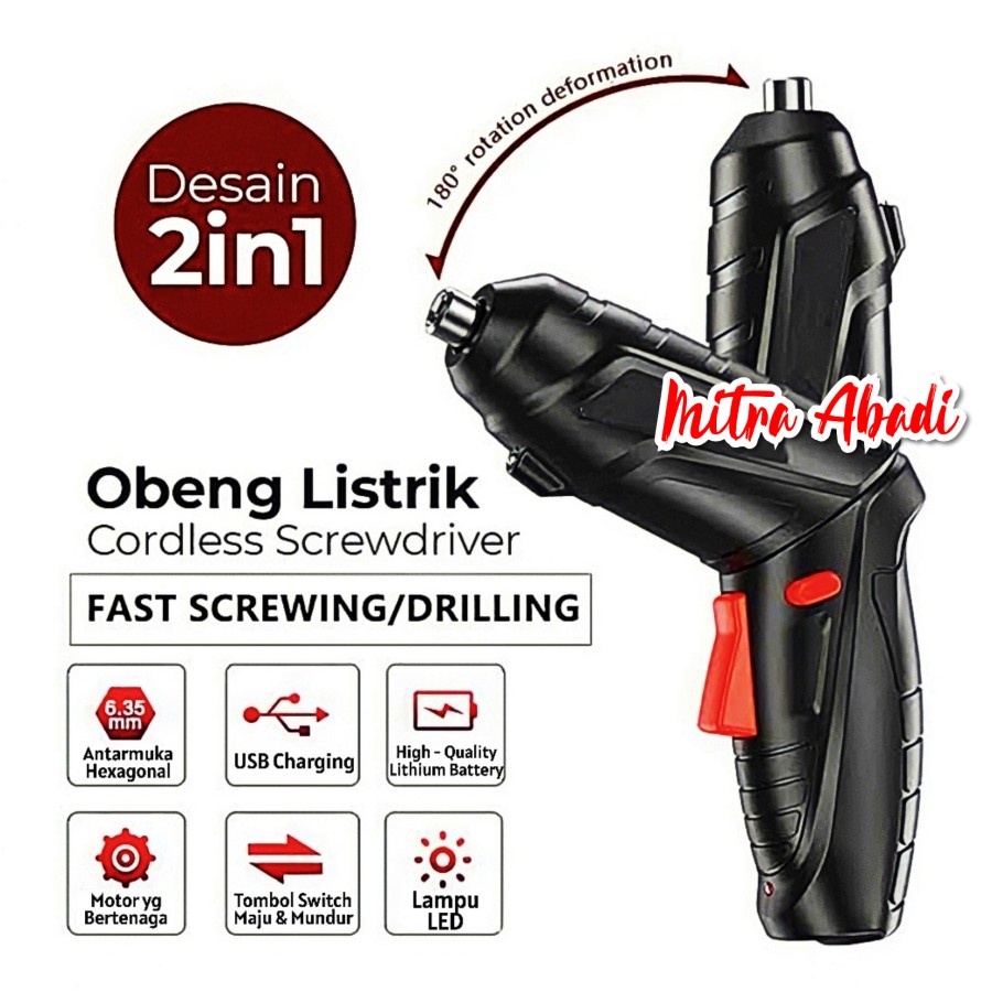 Jual Obeng Listrik 2 IN 1 - Electric Cordless Screwdriver Rechargeable ...