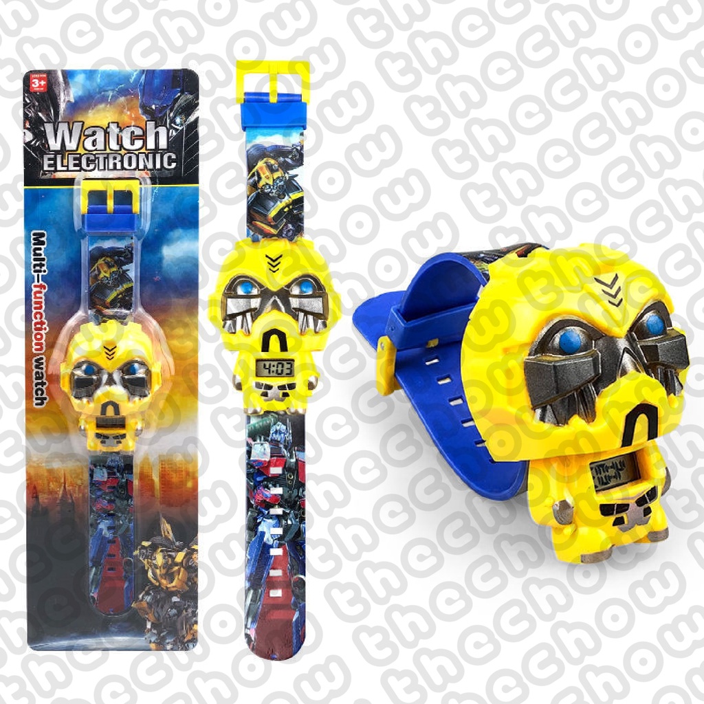 Jual JAM TANGAN ANAK ROBOT TRANSFORMER KUNING BUMBELBEE MODEL PENCET ...