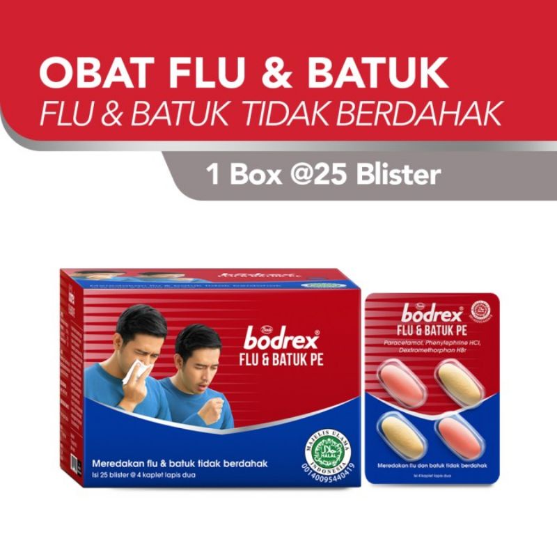 Jual Bodrex Flu dan Batuk PE 1 Folding Box Isi 25 Blister @ 4 Kaplet ...