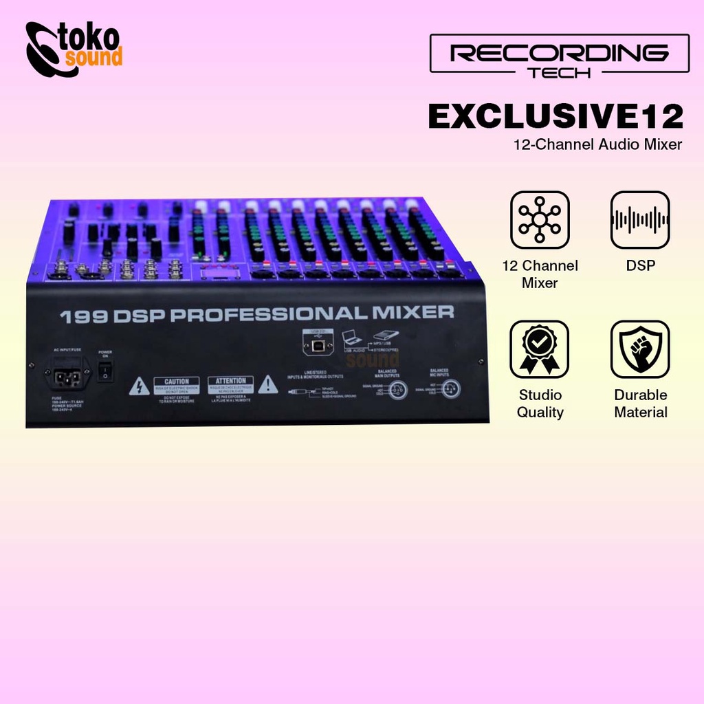 Jual Recording Tech RT Exclusive 12 - Mixer Audio 12 Channel 199DSP ...