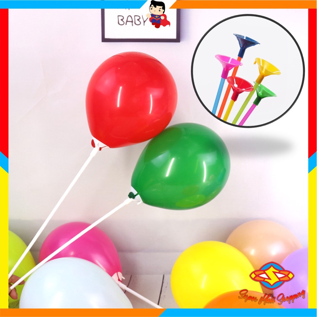 Jual SMS Stick Balon Warna Warni 1 Pcs Tangkai Balon 27Cm Pegangan Cup ...