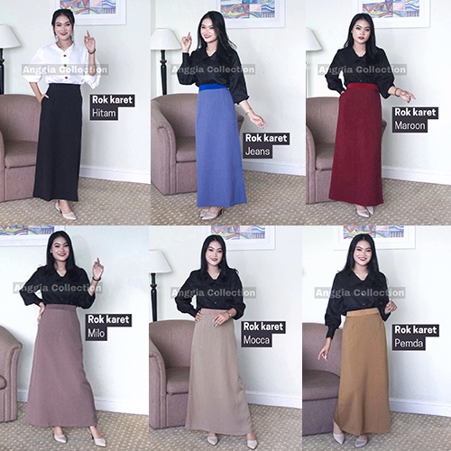 Jual Rok Kerja Model A Full Karet-Rok Wanita-Rok Kantor-Rok Kuliah-Rok ...