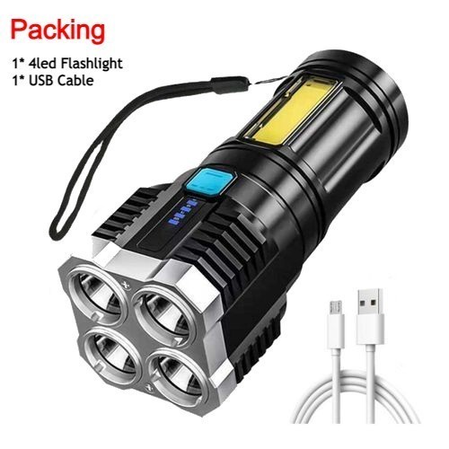 Jual Senter Terang 4 Mata LED Rechargeable Multifungsi/Senter Portabel ...