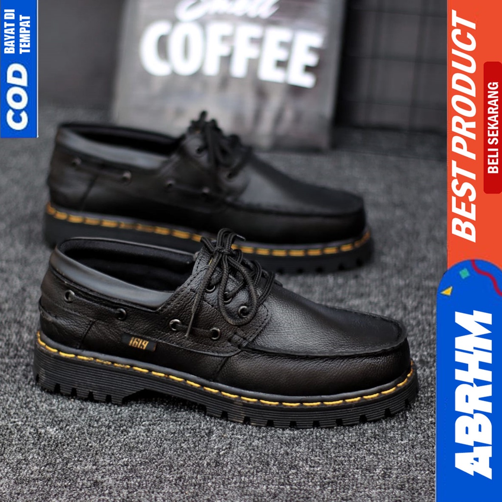 Jual Sepatu Docmart Kulit Asli Pantofel Kerja Formal Hitam Pria Abrhm ...