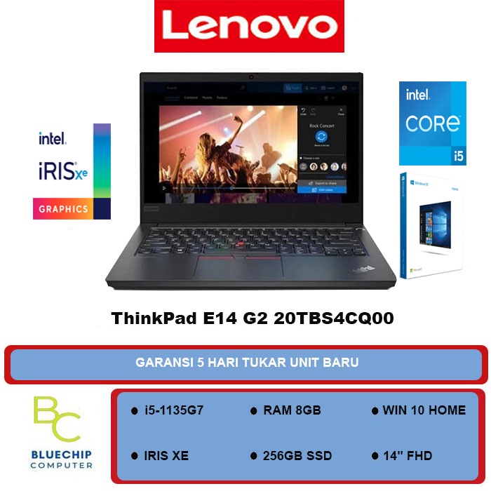Jual Laptop Lenovo ThinkPad E14 G2 CQ00 - i5-1135G7 8GB 256GB 14" FHD WIN10 HOME | Shopee Indonesia