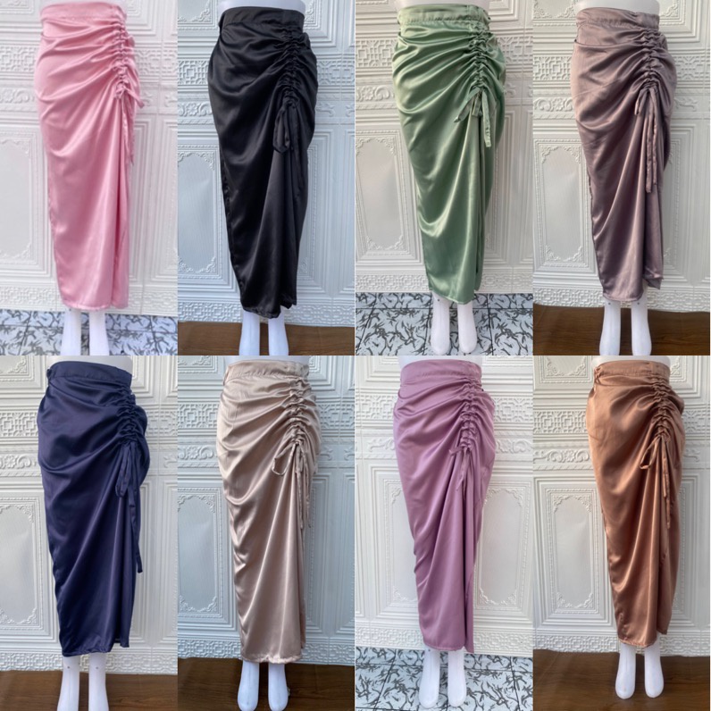Jual ROK SERUT SATIN ROK SASI SKIRT ROK KOREA NEOSORIS | Shopee Indonesia