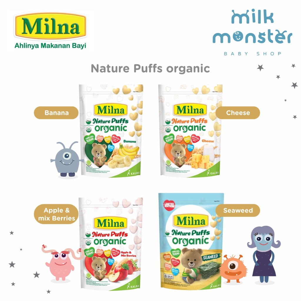 Jual Milna Nature Puffs Organic Pouch 15gr / Camilan snack puffs bayi ...