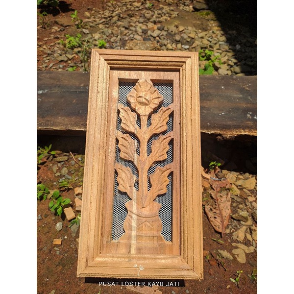 Jual loster kayu jati mix motif + jaring kawat nyamuk ukuran 33x16 cm ...