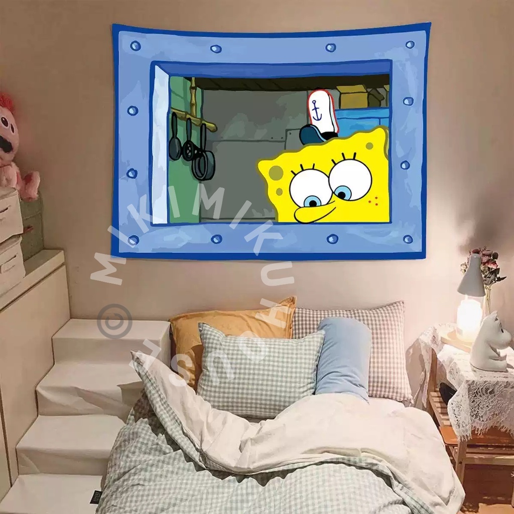 Jual SPONGEBOB OVER THE WINDOW TAPESTRY WALL ORNAMENT ROOM HIASAN ...