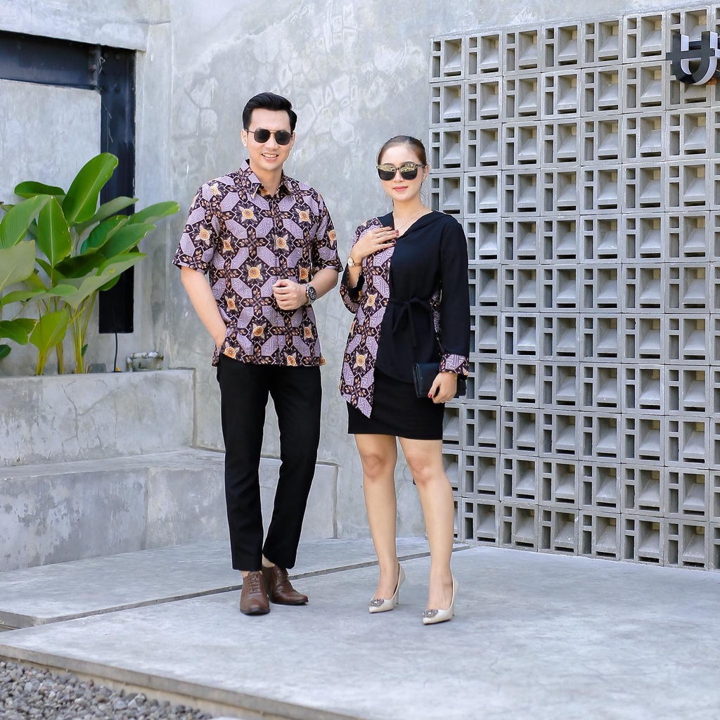 Jual Benang Raja Batik Couple Pria Wanita Motif Bunga Kotak | Shopee ...