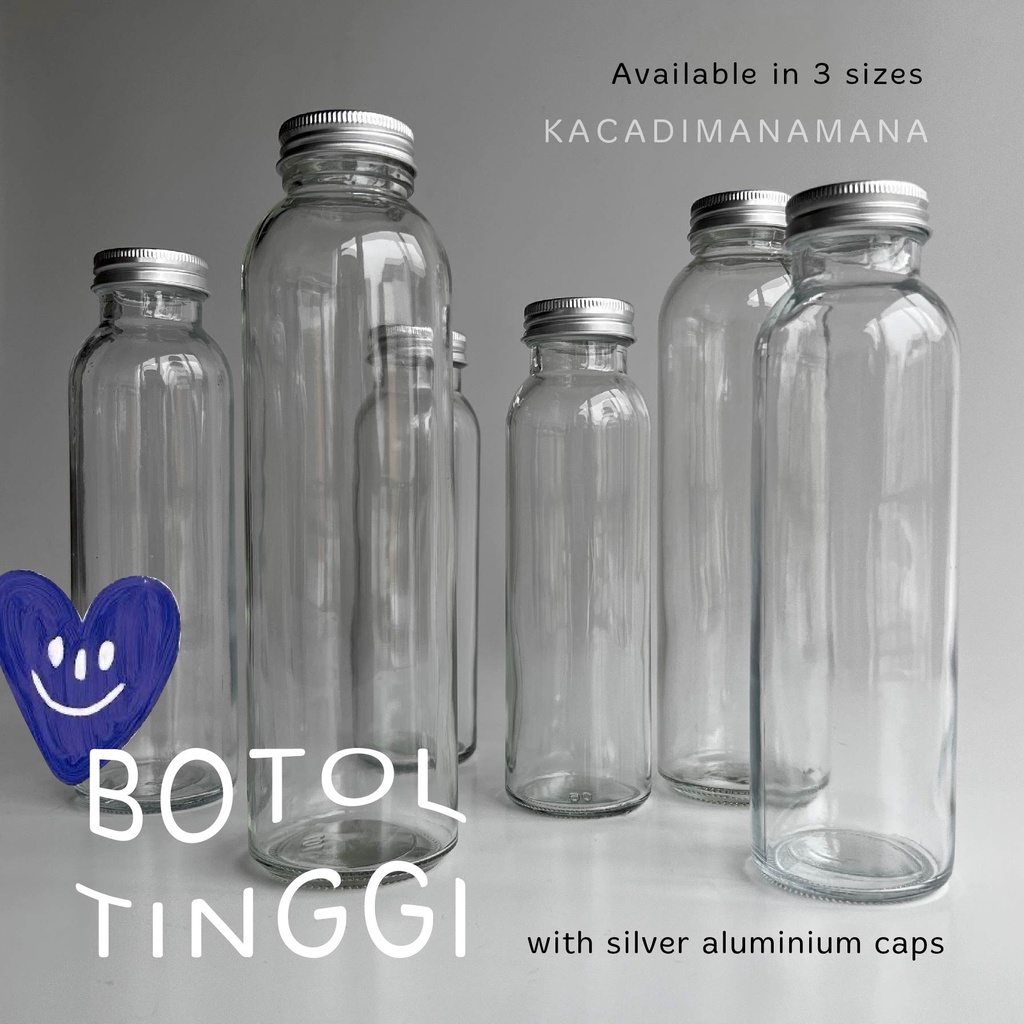 Jual Botol kaca tinggi bulat - botol juice kopi madu | Shopee Indonesia