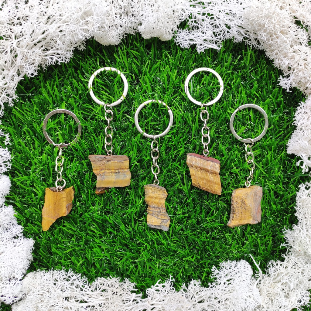 Jual Tiger Eye Brown Keychain Natural Crystal Healing Stone - Batu Alam ...