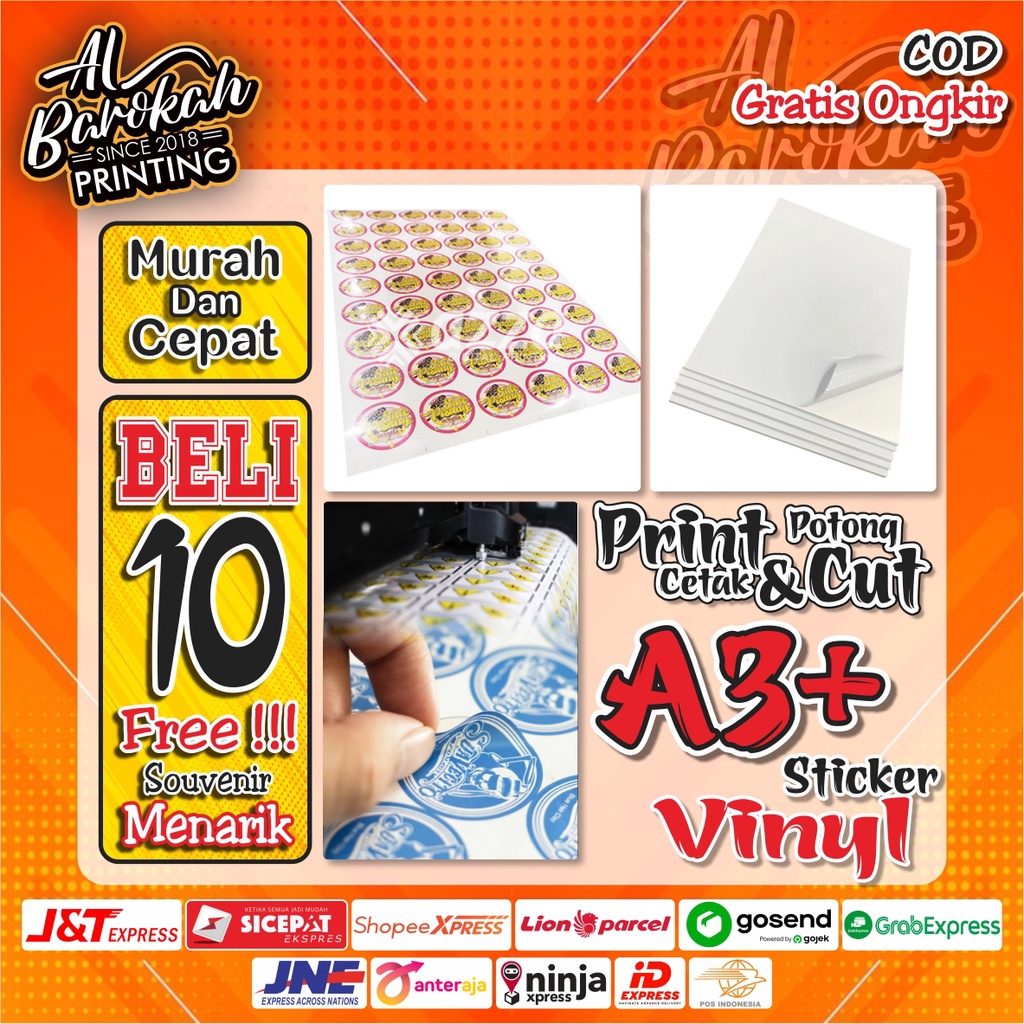 Jual Cetak dan Cutting Sticker Vinyl Glosy A3+ Custom / Cetak Label ...
