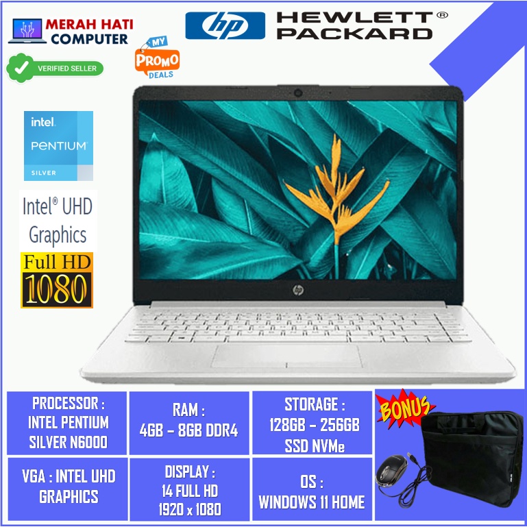 Jual Laptop Murah New HP 14 Intel Pentium Silver N6000 8GB 256GB SSD ...
