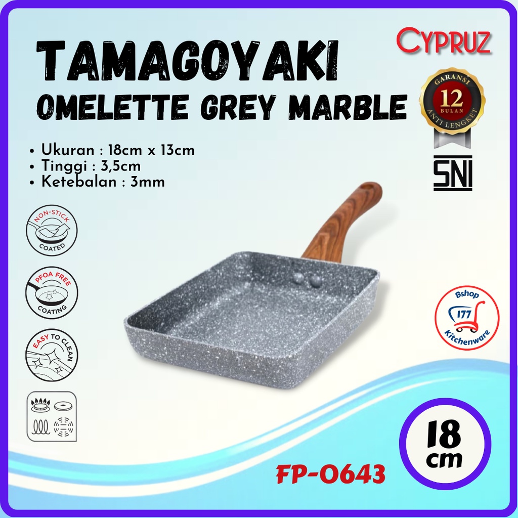 Jual Cypruz Wajan Anti Lengket Omelette Pan Marble Induksi Tamagoyaki Pan FP-0643 | Shopee Indonesia