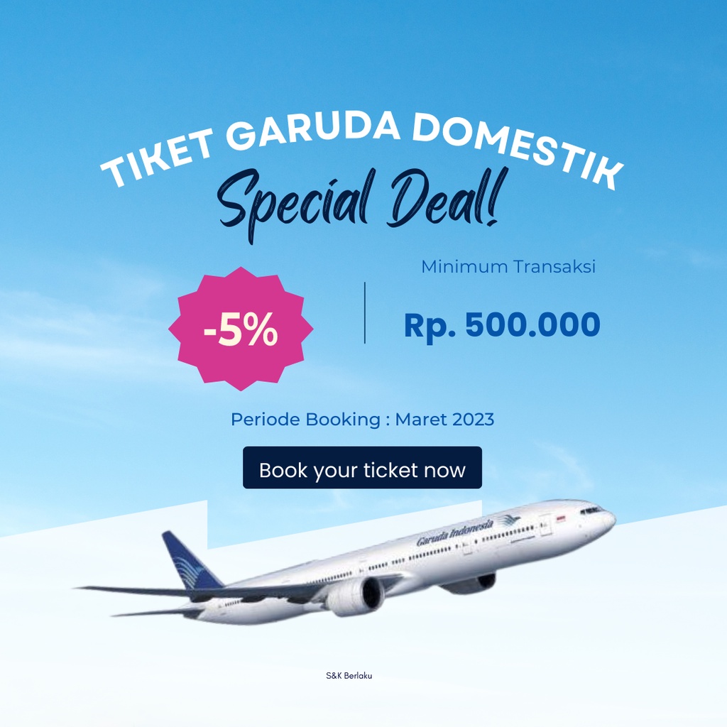 Jual Tiket Pesawat Garuda Indonesia Promo Rute Domestik | Shopee Indonesia