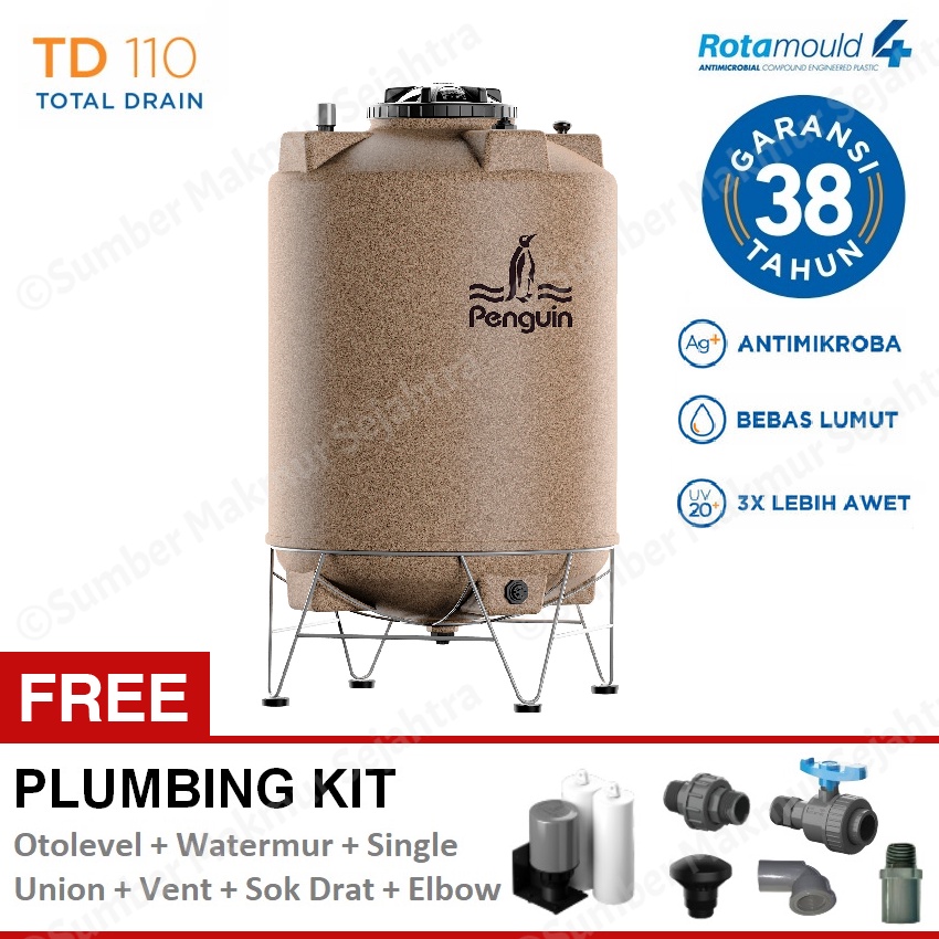 Jual Tangki Air / Tandon / Toren Penguin Total Drain 1000 liter - TD ...
