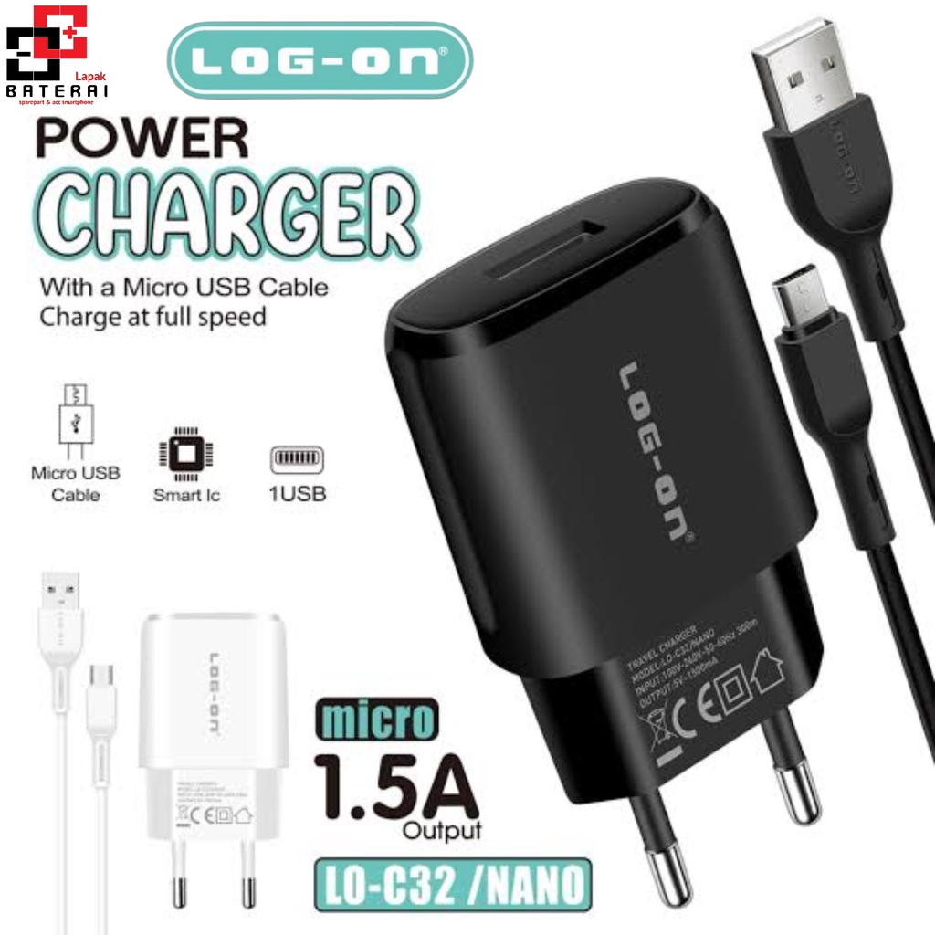Jual Log on - C32 Nano 5V 1.5A Micro Usb Charger Android / Casan ...