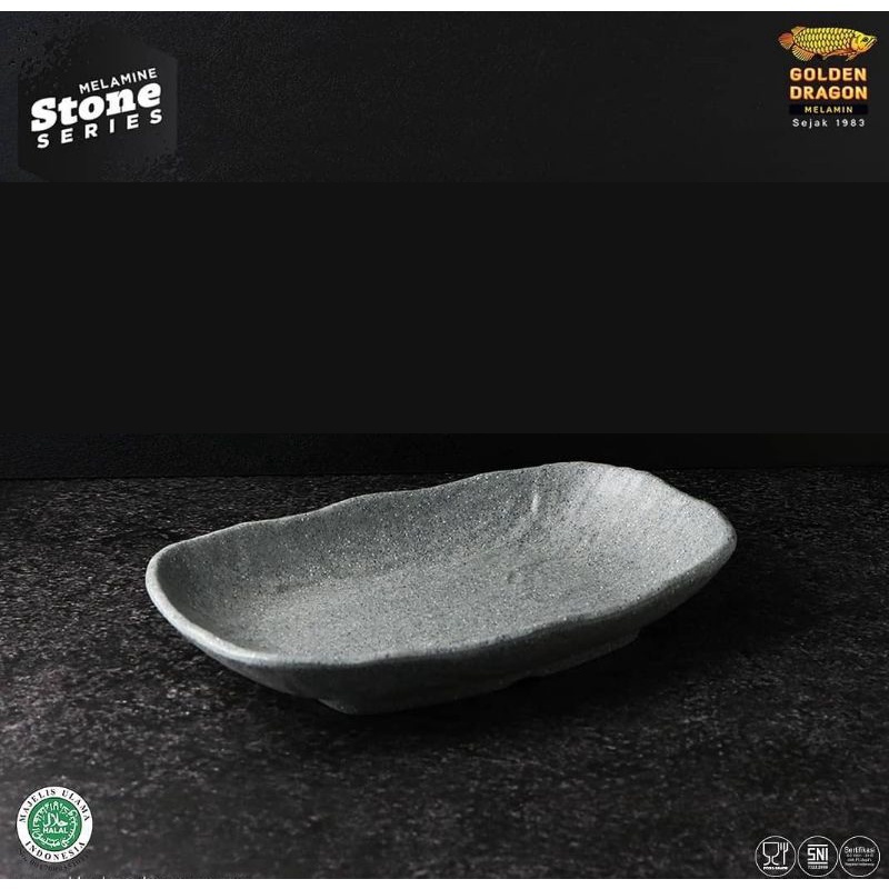 Jual ABU Piring Kotak Rounded Batu 8 Inch 20m Melamine Golden Dragon ...