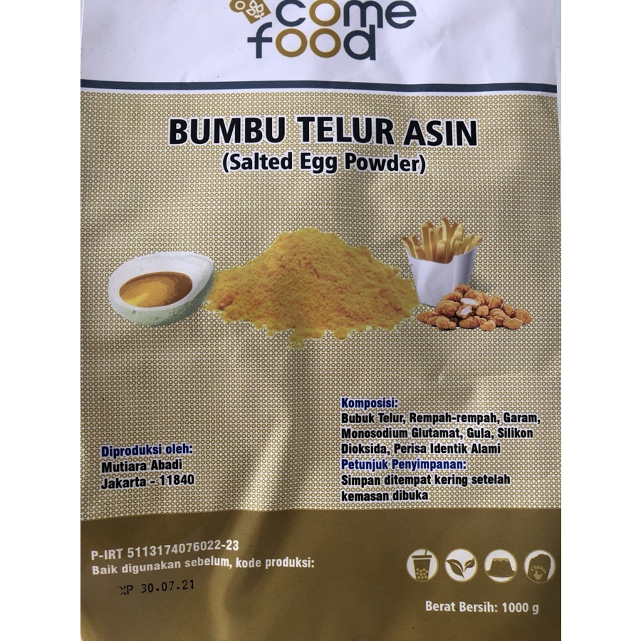Jual Come Food Salted Egg Powder / Bubuk bumbu tabur Telur Asin / 1 kg ...