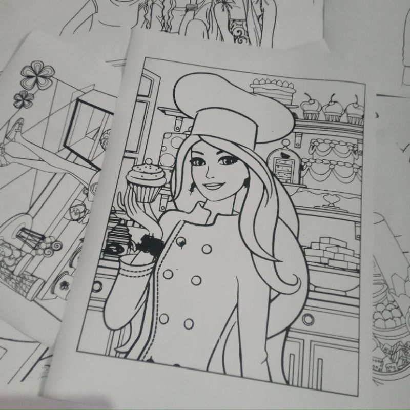 Jual Sketsa Mewarnai Tema Barbie Isi 50 Lembar - Penghilang Stres Dan ...