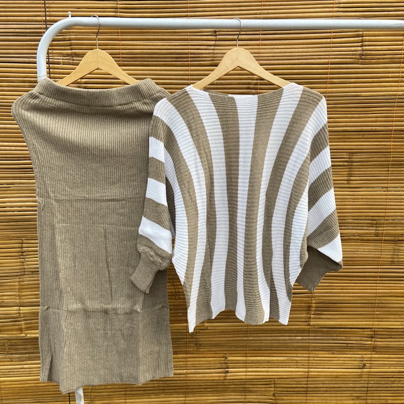 Jual One Set Rajut Setelan Rajut Baju Setelan Rajut Setalan Rajut Kelelawar Shopee Indonesia