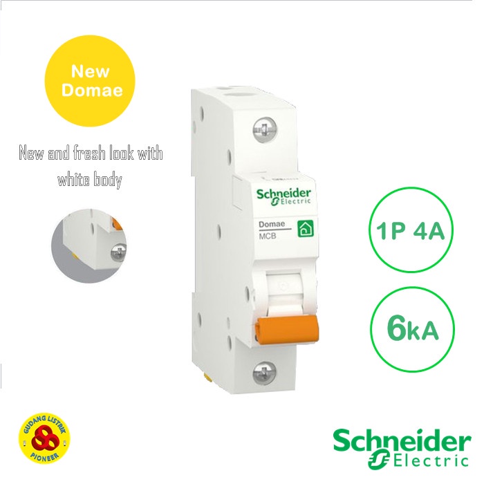 Jual Schneider Mcb 1P 4A 6Ka New Domae Mcb Breaker 1 Phase 4 Amp 6Ka # ...