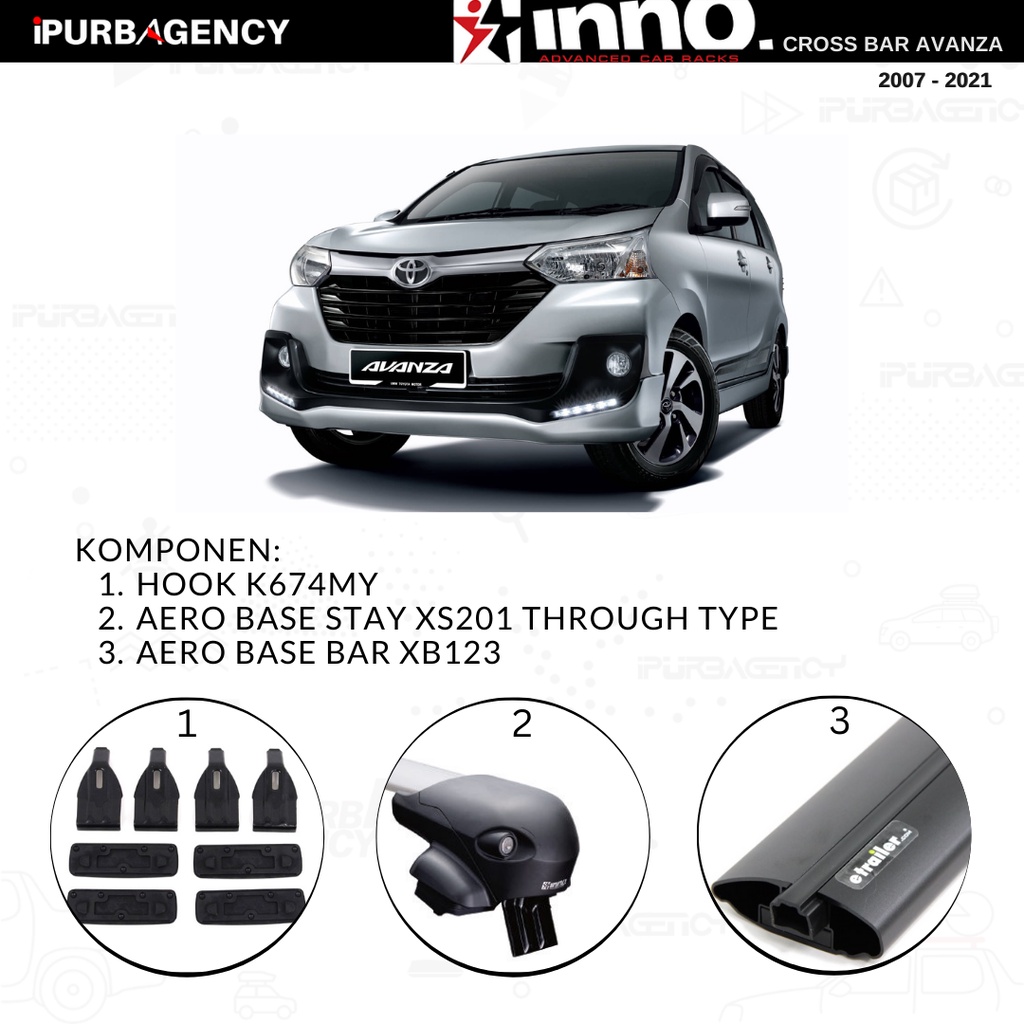 Jual INNO Cross bar Aero Base Stays XS201 Set for Toyota Avanza/Daihatsu Xenia (2007-2021 ...