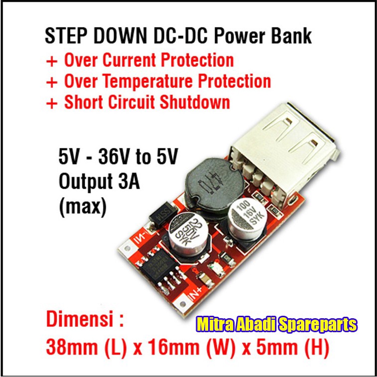 Jual Kit Modul Power Bank DC-DC Step DOWN 5V-36V to 5V 3A | Shopee ...
