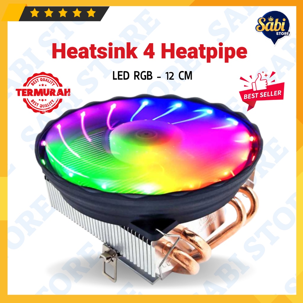 Jual Heatsink 4 Heatpipe CPU LED RGB with 1 Fan 12 cm | Shopee Indonesia